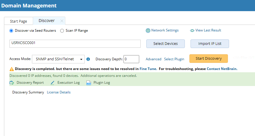 Unable To Discover A Device By Its Hostname Netbrain Technologies Inc Portal Netbrain